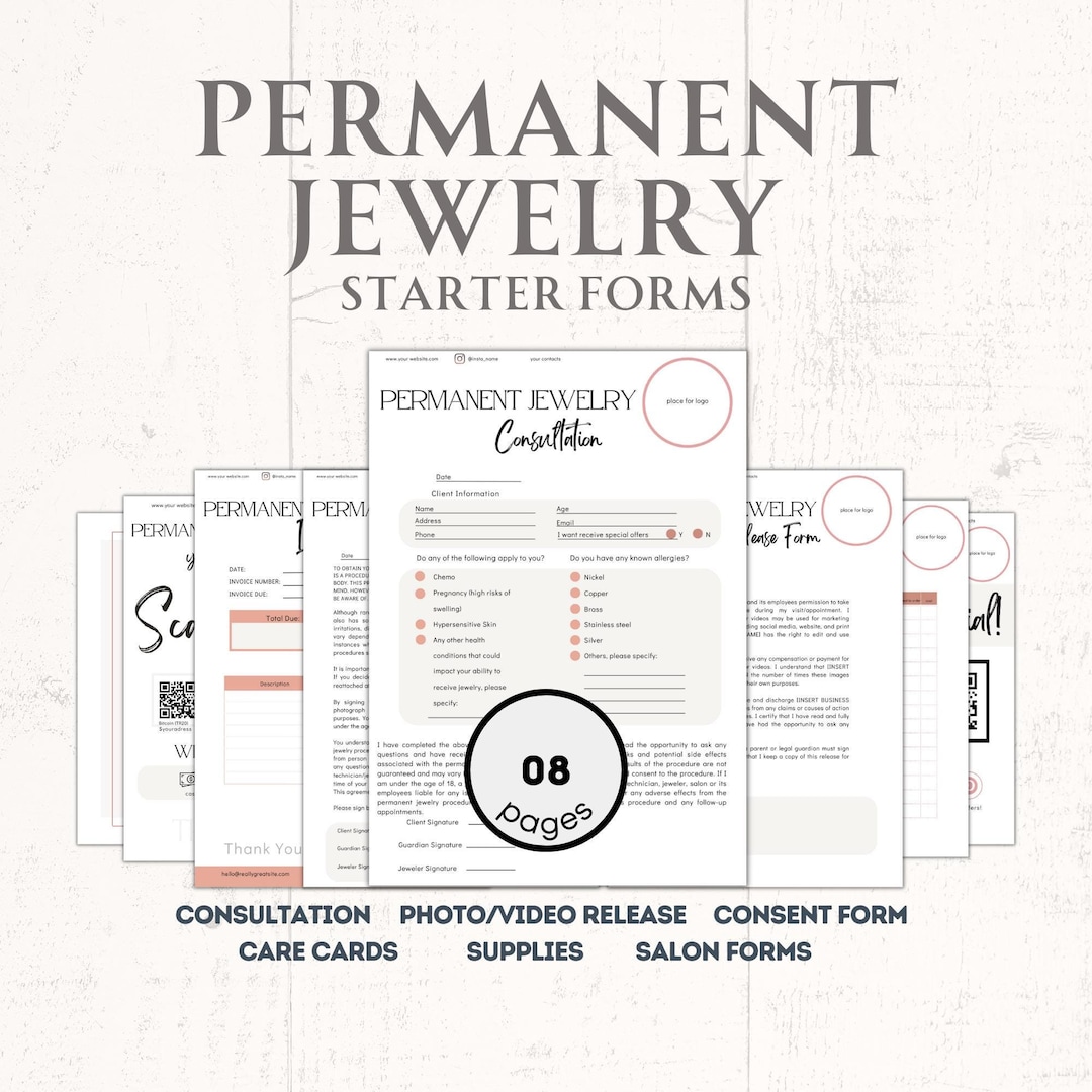 Permanent Jewelry Business Starter Kit Permanent Jewelry Consent Forms ...