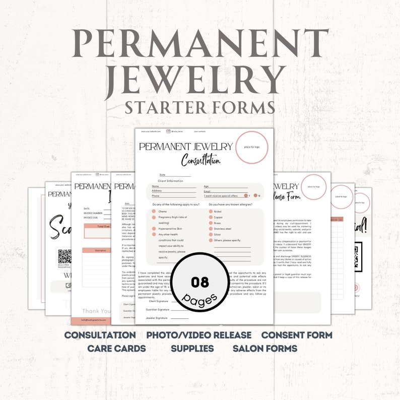 Permanent Jewelry Business Starter Kit Permanent Jewelry Consent Forms ...