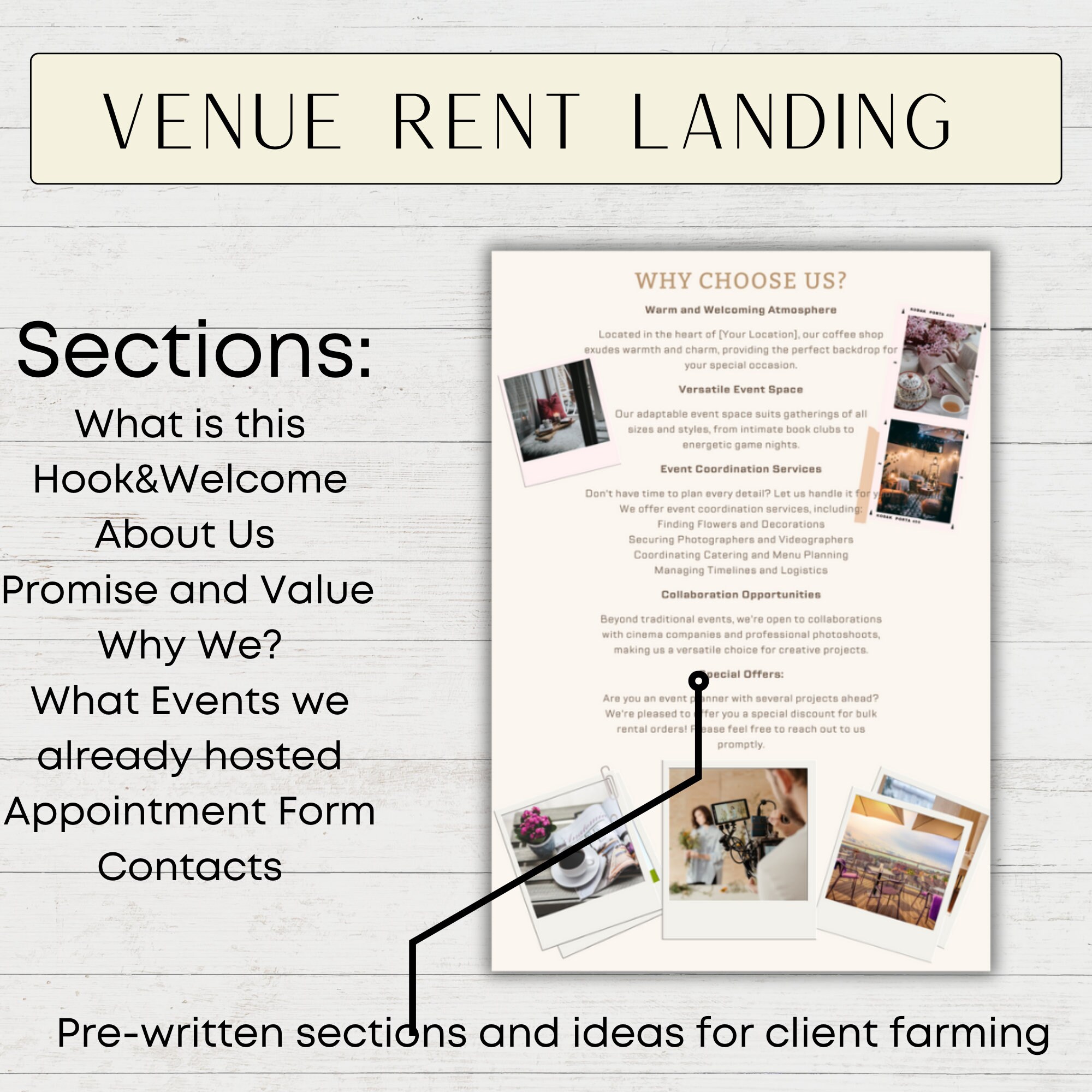 Startup Kit Venue Rental Business Event Space Rental Service Landing ...
