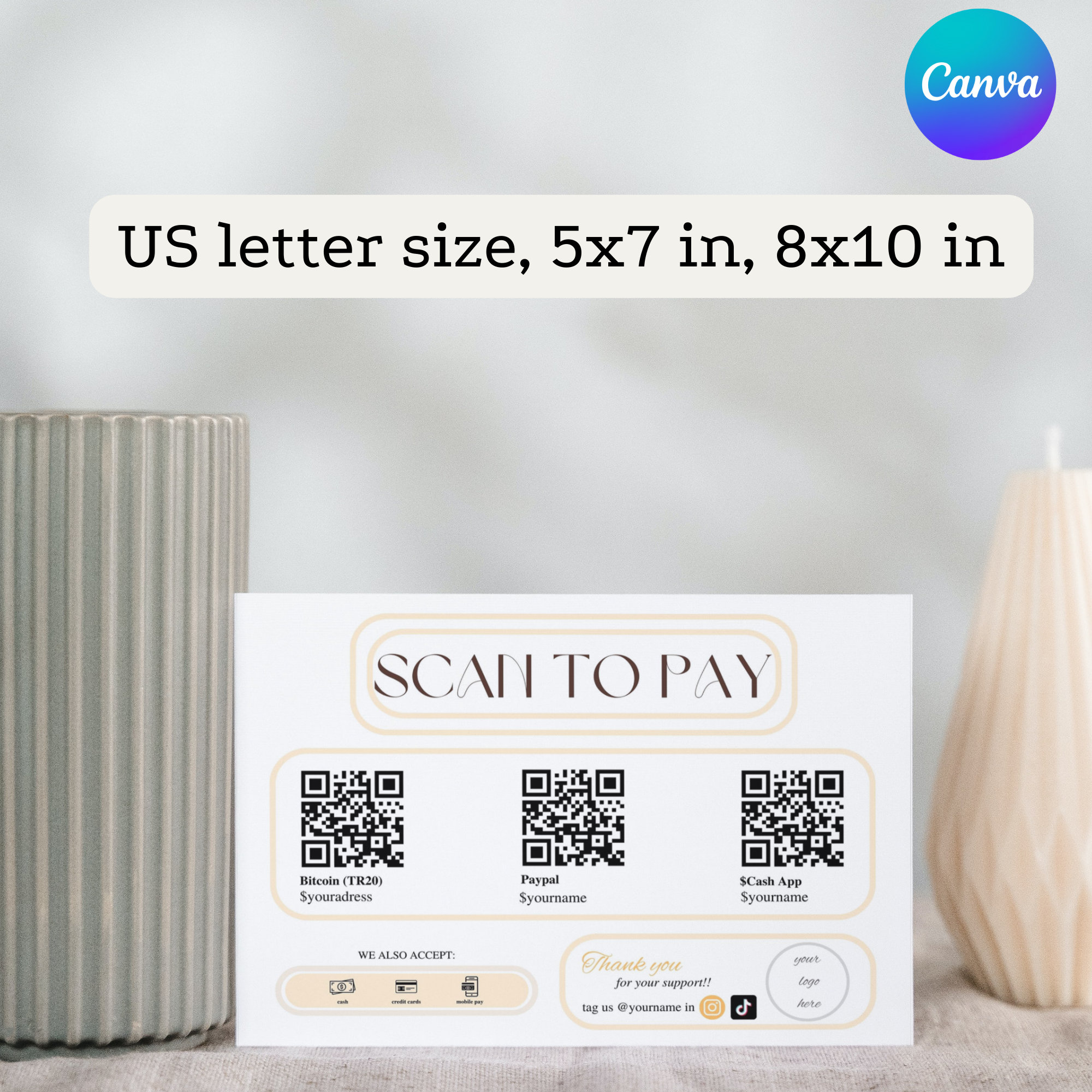 Retro Payment Sign Scan to Pay Template Sign Album Printable Editable ...