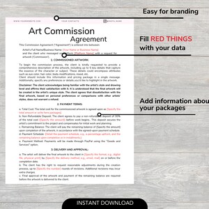 Digital Artist Commission Form Art Commission Agreement Artwork ...