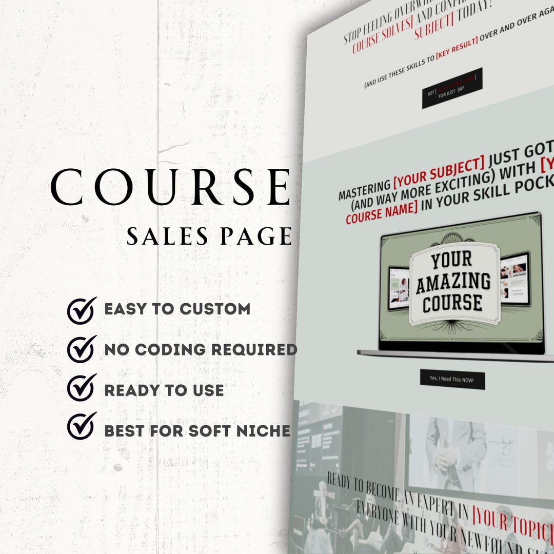 Course Sales Page Template | SLIDE Landing Page (digital Download) - Etsy