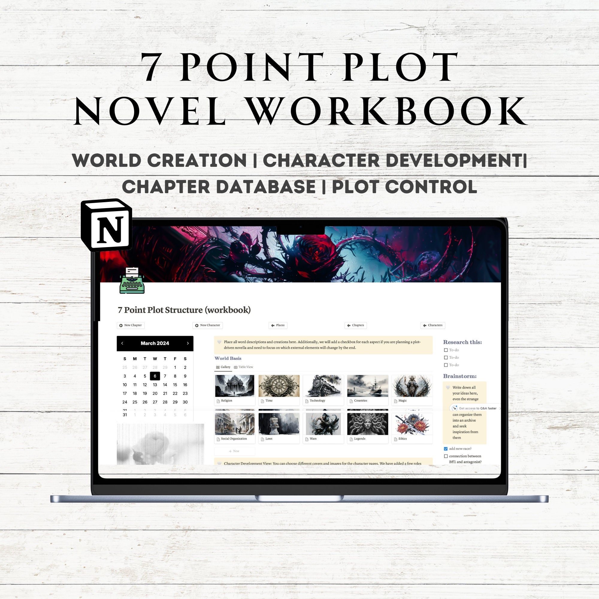 Worldbuilding Notion Template for Writer Story Plotting Workbook 7 Point Plot Outline Guided ...