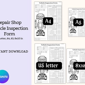 Vehicle Inspection Form Car Checking Repair Shop Intake Form Repair ...