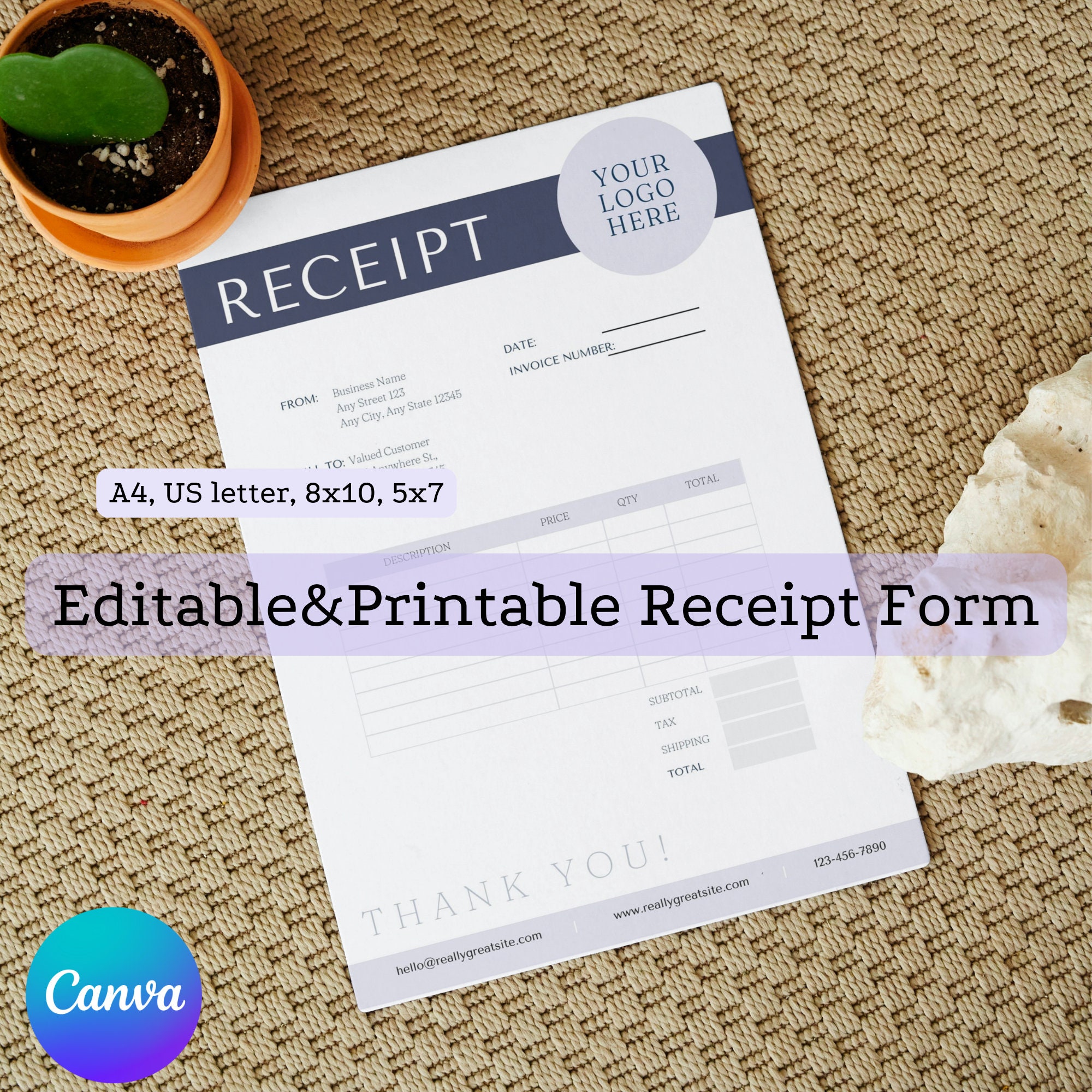 Editable Receipt Template Printable Billing Template Order Form ...