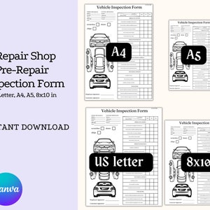 Vehicle Inspection Form Car Checking Mechanic Intake Form Repair Shop ...