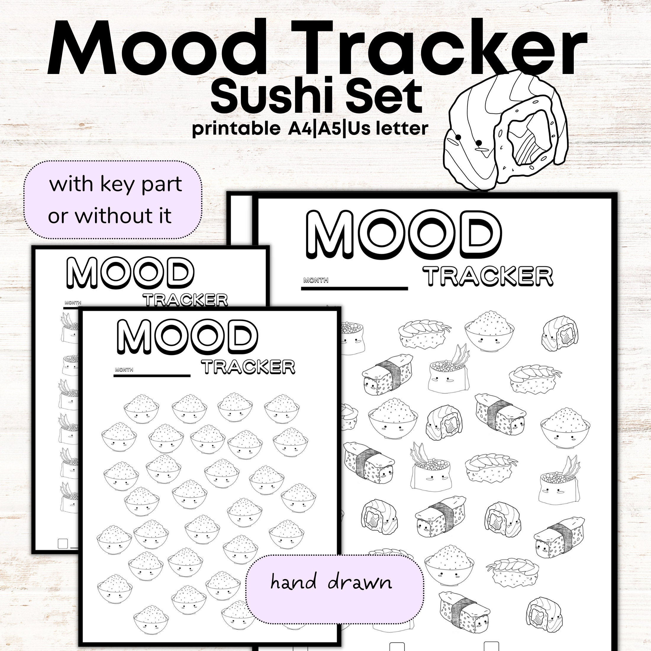 Mood Tracker Adults Coloring Pages Food Coloring Pages Mood - Etsy
