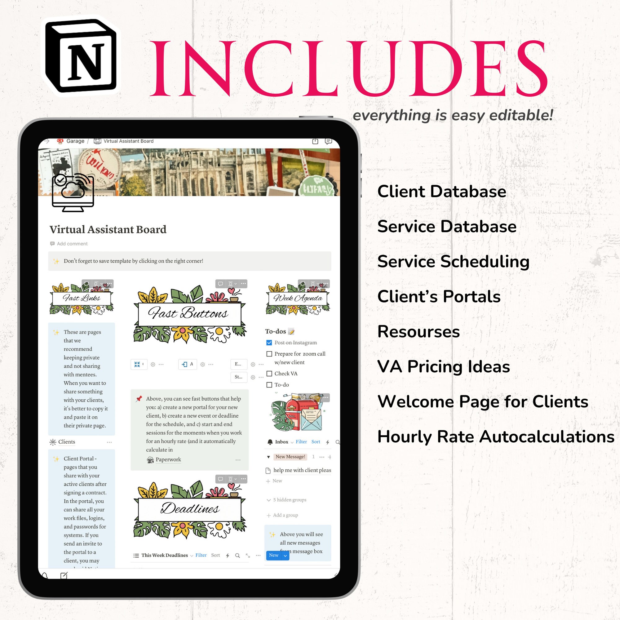 Virtual Assistant Notion Client Portal Customer Support Virtual Assistant Toolkit Virtual ...