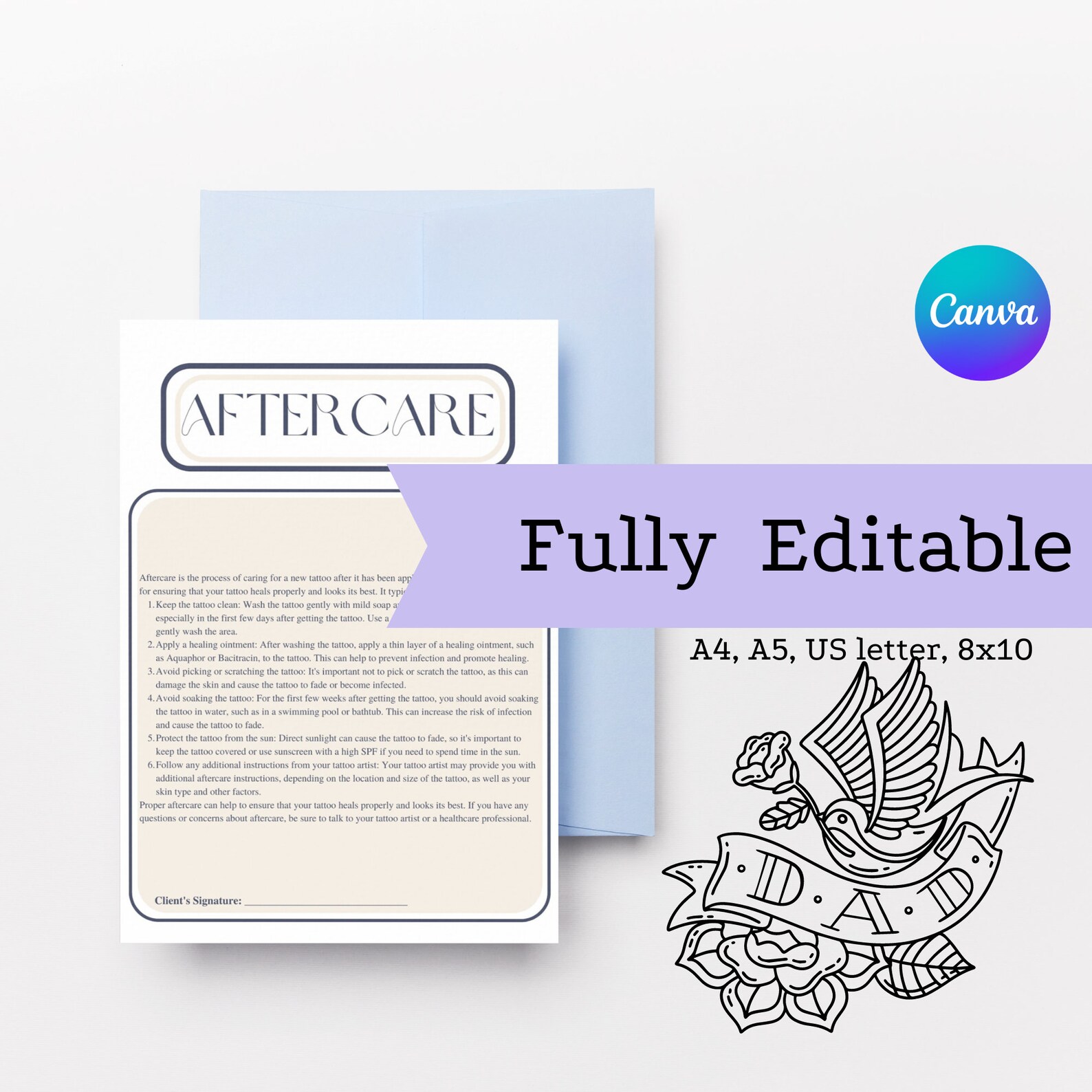 Editable and Printable Tattoo Client Intake Form Tattoo Business Tattoo ...