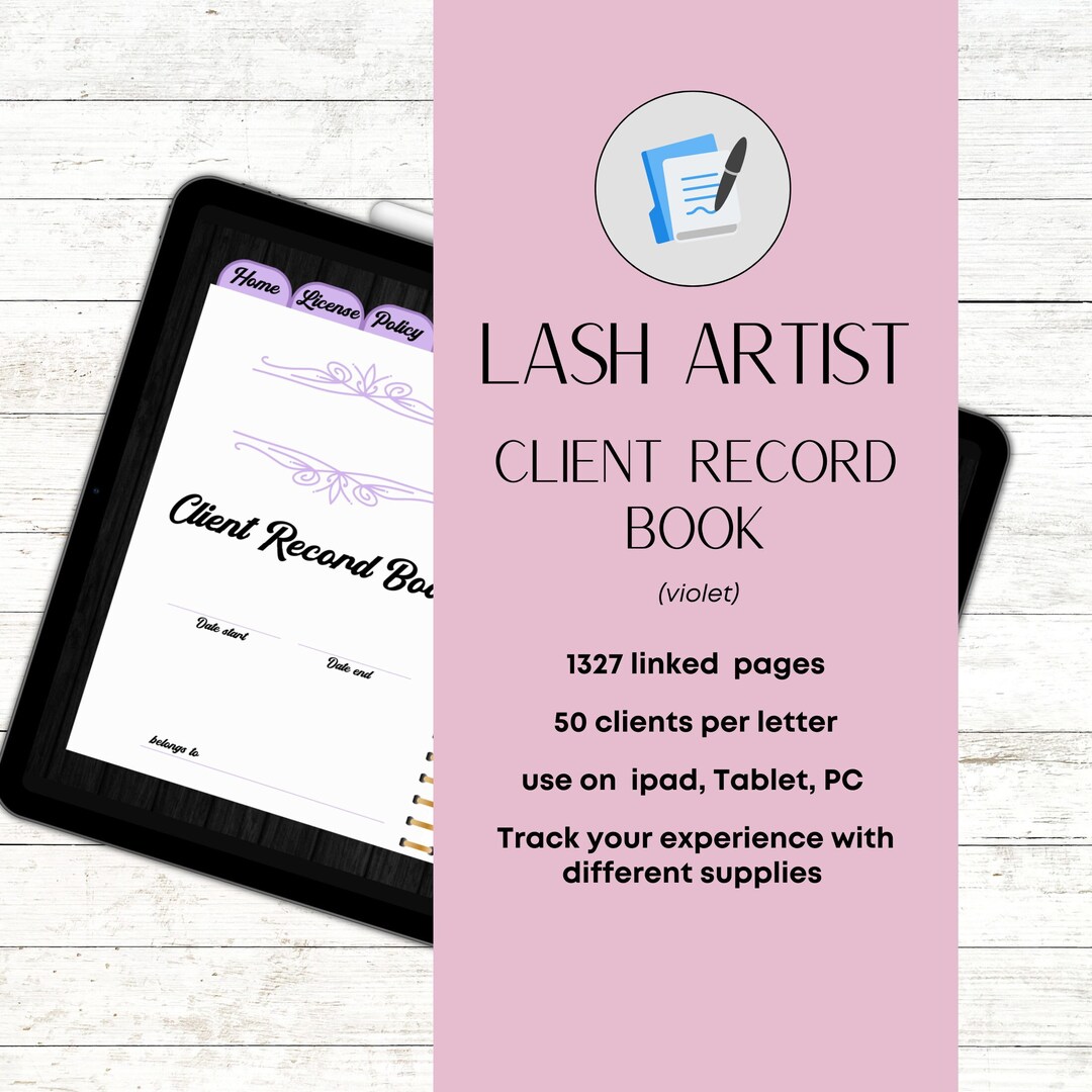 Lash Tech Client Record Book Digital Client Record Book Lashes Artist ...