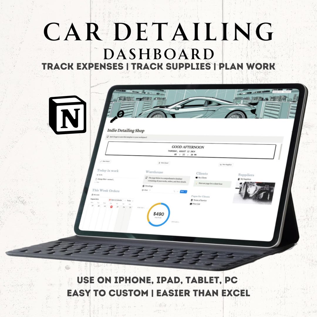Best Notion Template Detailing Business Vehicle Detailing Services CRM Vehicle Washing Business ...