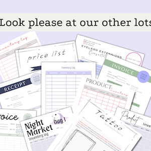 Tattoo Salon Printable Inventory Tracker Tattoo Shop Inventory Sheet ...