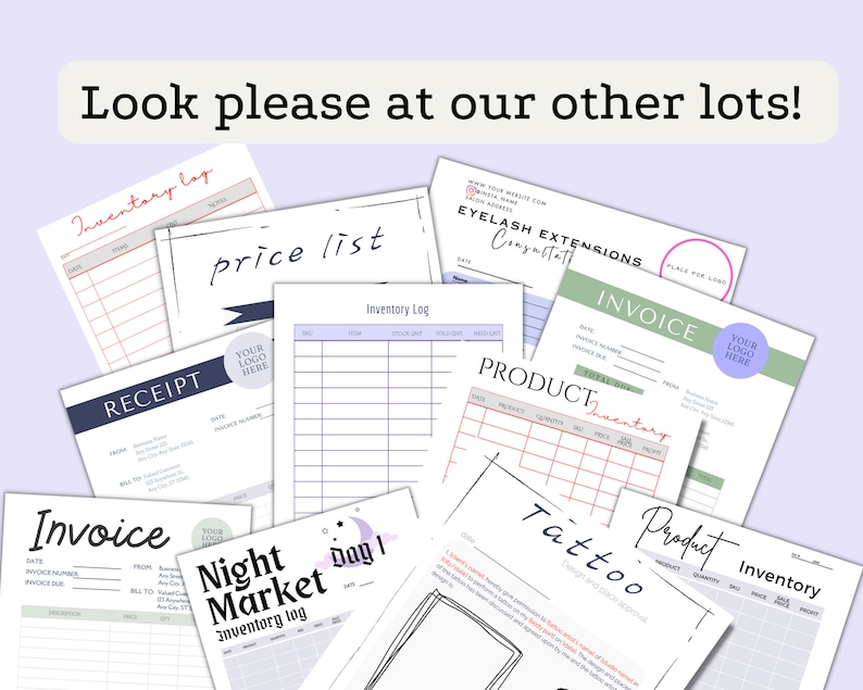 Tattoo Salon Printable Inventory Tracker Tattoo Shop Inventory Sheet ...