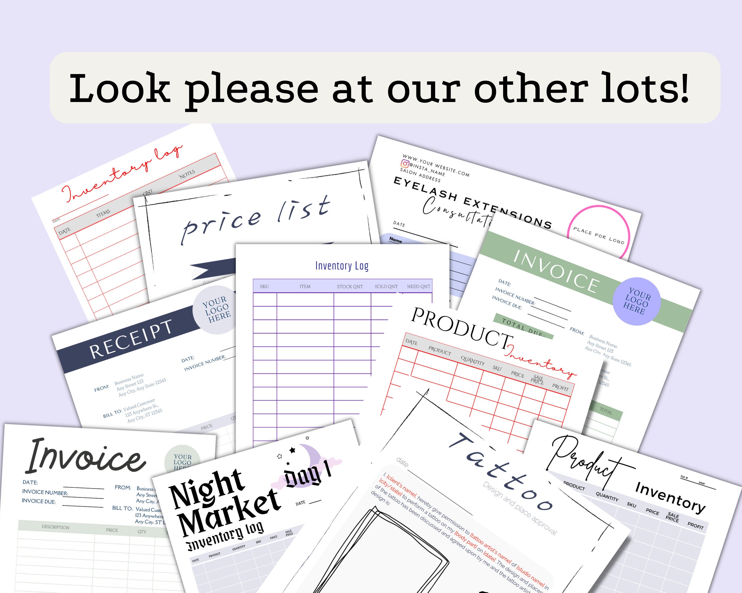 Tattoo Salon Printable Inventory Tracker Tattoo Shop Inventory Sheet ...