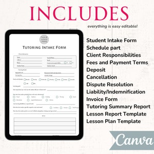 Private Tutor Agreement 2024 Tutoring Student Intake Form Online Tutor ...