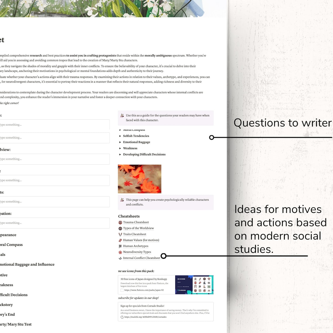 Notion Template for Writer Gift Protagonist Workbook Grey Main ...