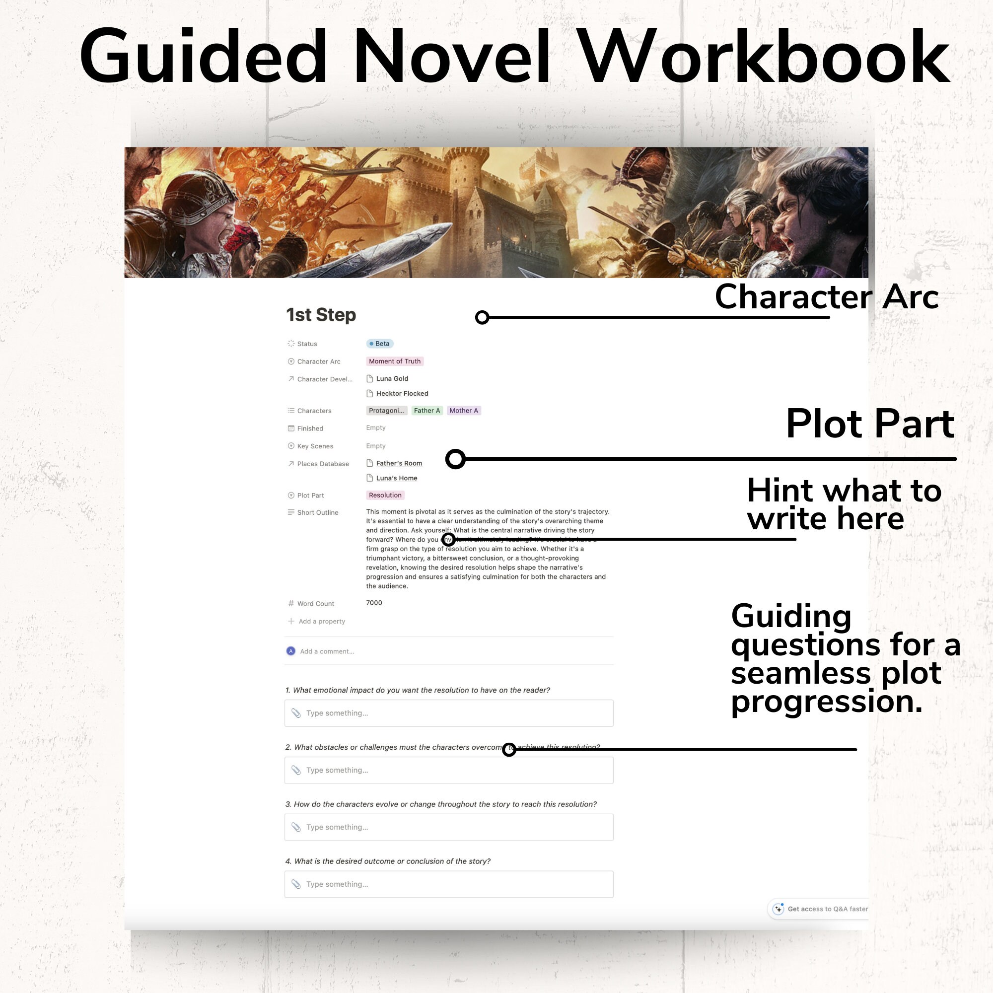Worldbuilding Notion Template for Writer Story Plotting Workbook 7 Point Plot Outline Guided ...
