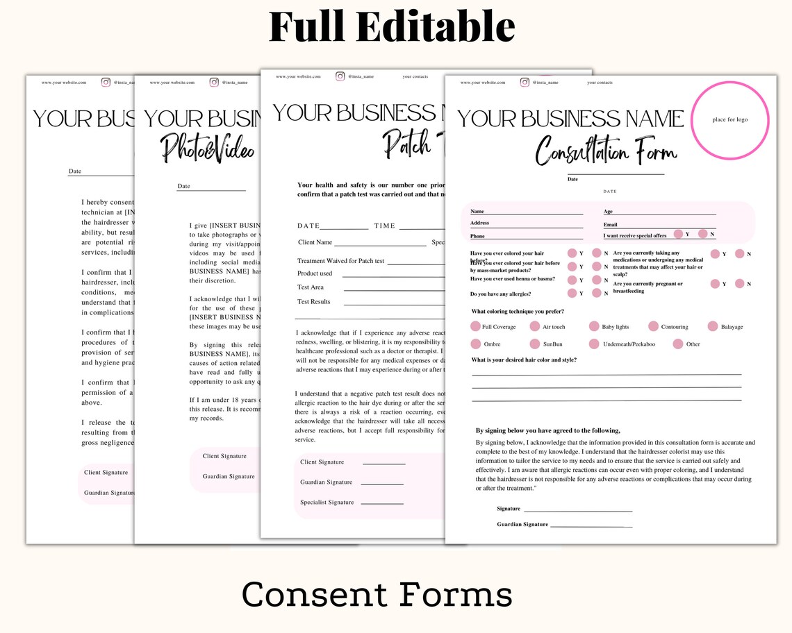 Hairdresser Consent Form Hair Client Record Form Test Patch Color ...