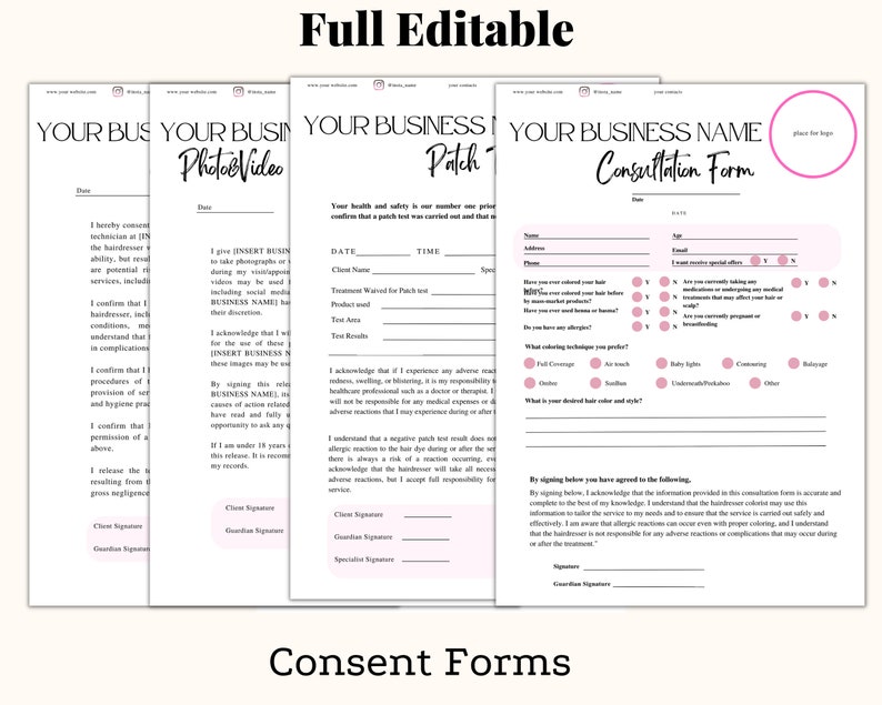 Hairdresser Consent Form Hair Client Record Form Test Patch Color ...