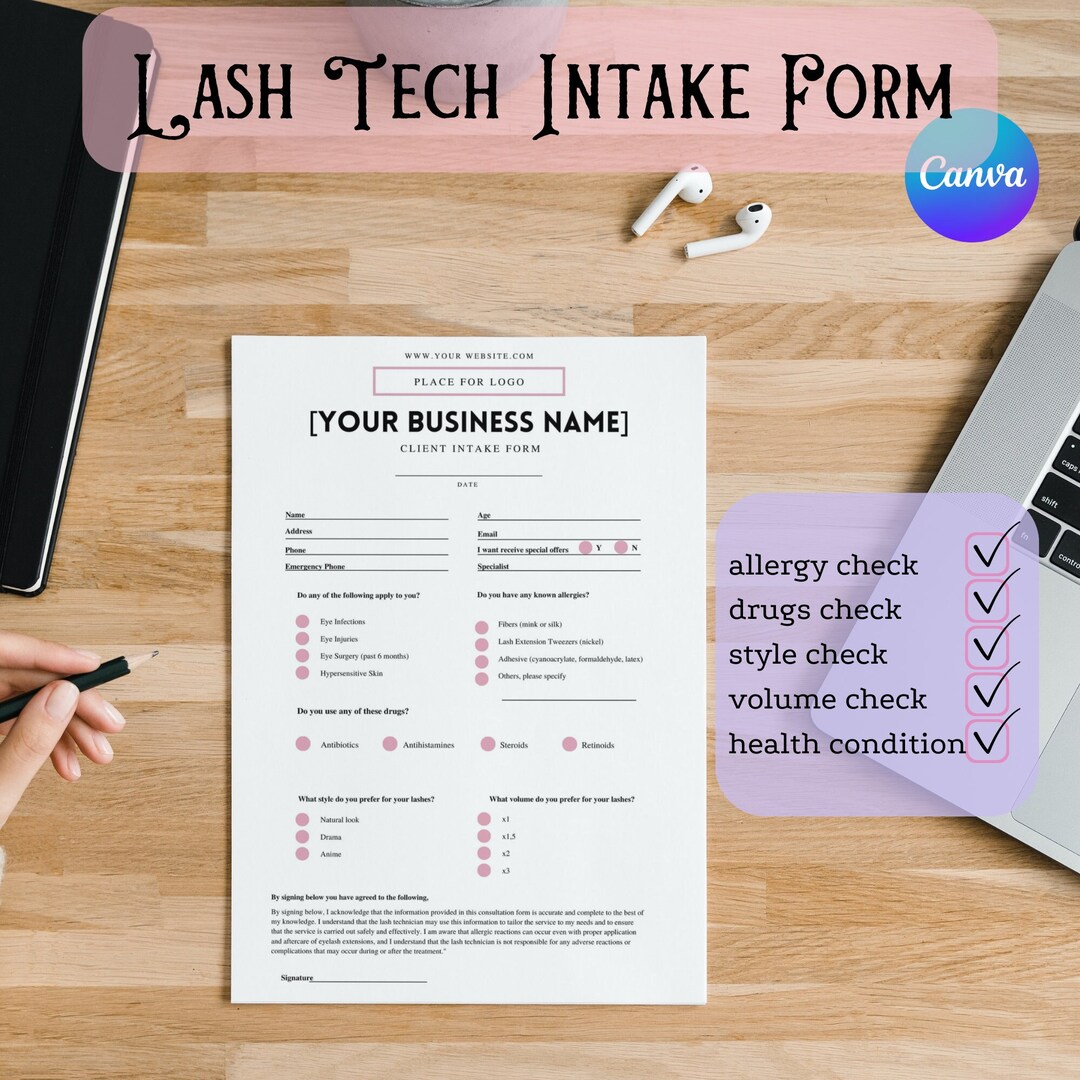 Lash Client Record Lash Tech Form Template Lash Client Information ...