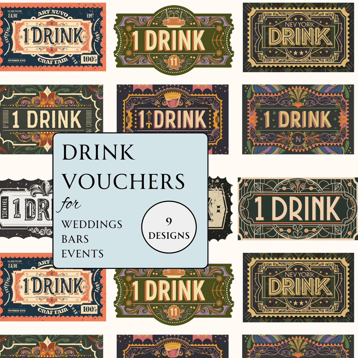 Printable Drink Tokens This Drink on Us Voucher for Event CMYK Drink ...
