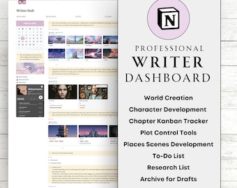 Notion Template Writer Bundle Plot Outline World Creation System for Writer Organizer Novel ...