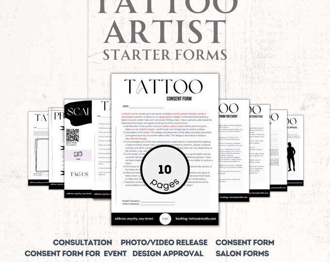 Tattoo Form Bundle, Small Tattoo Form, Editable Tattoo Consent Form ...
