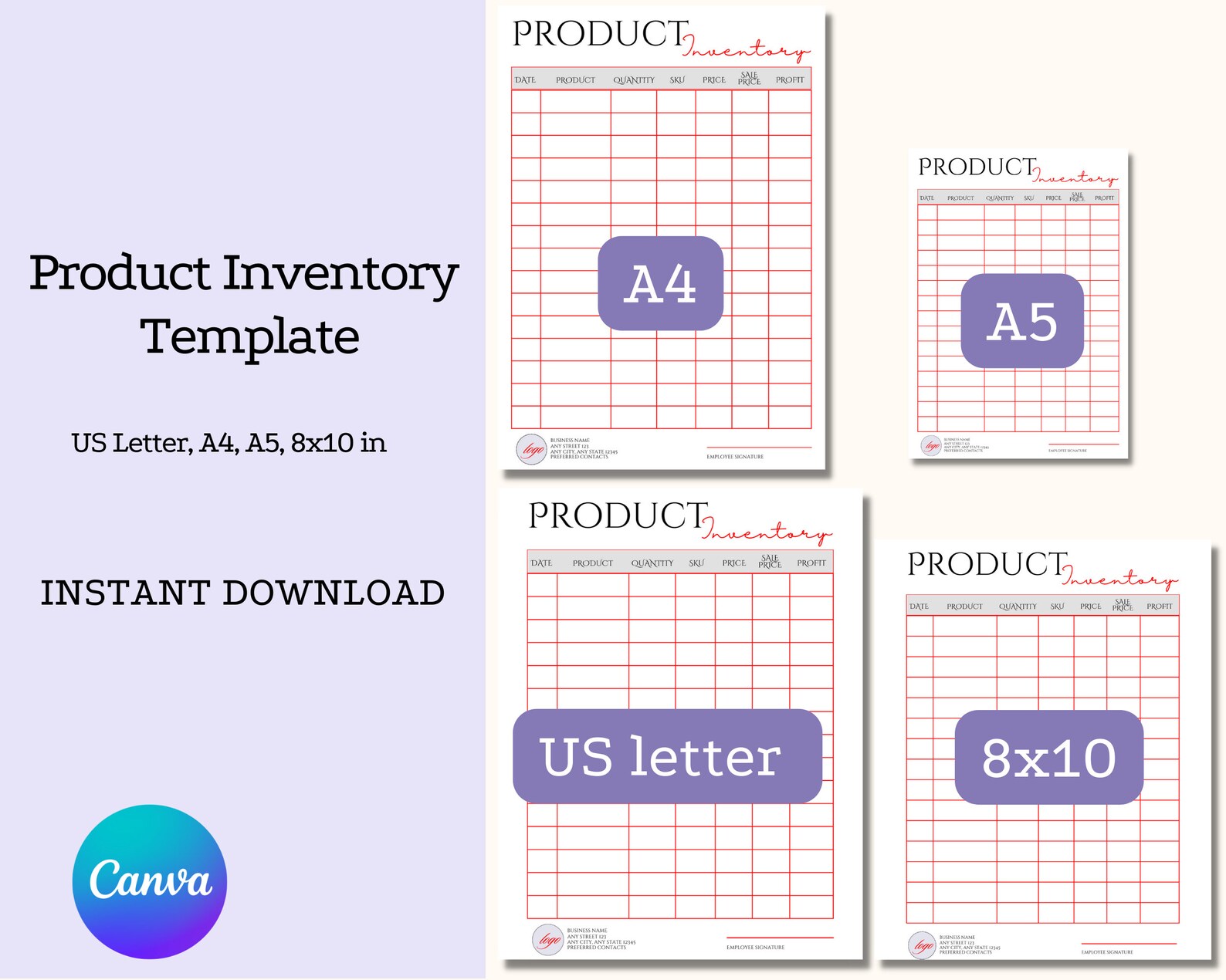 Editable Inventory Management Form Inventory Tracker PDF Product ...