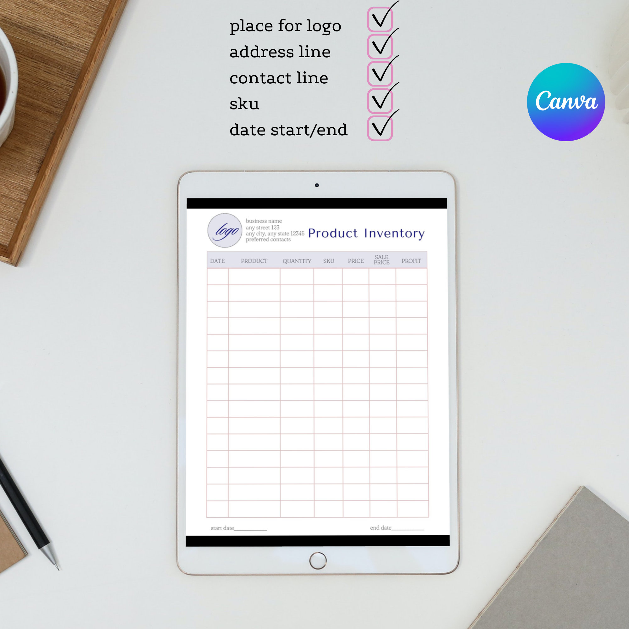 Editable Inventory Management Form Custom Order Form Template Inventory ...