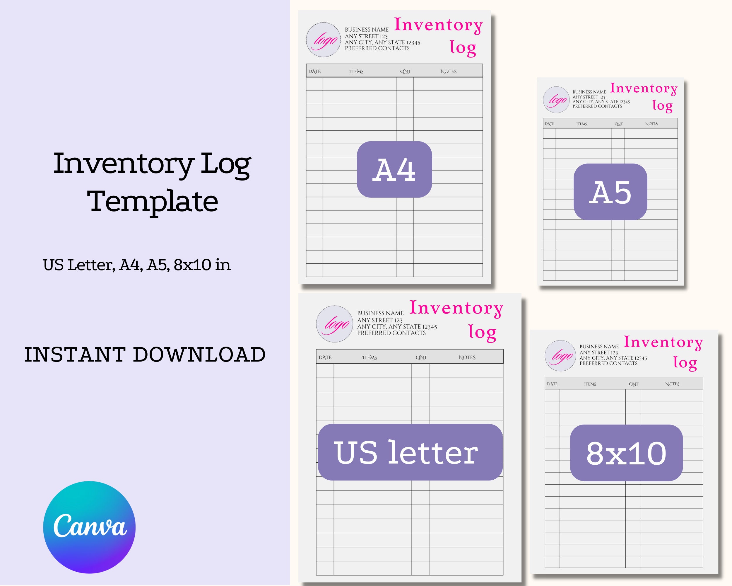Editable Inventory Management Form Farm Inventory Tracker Product ...