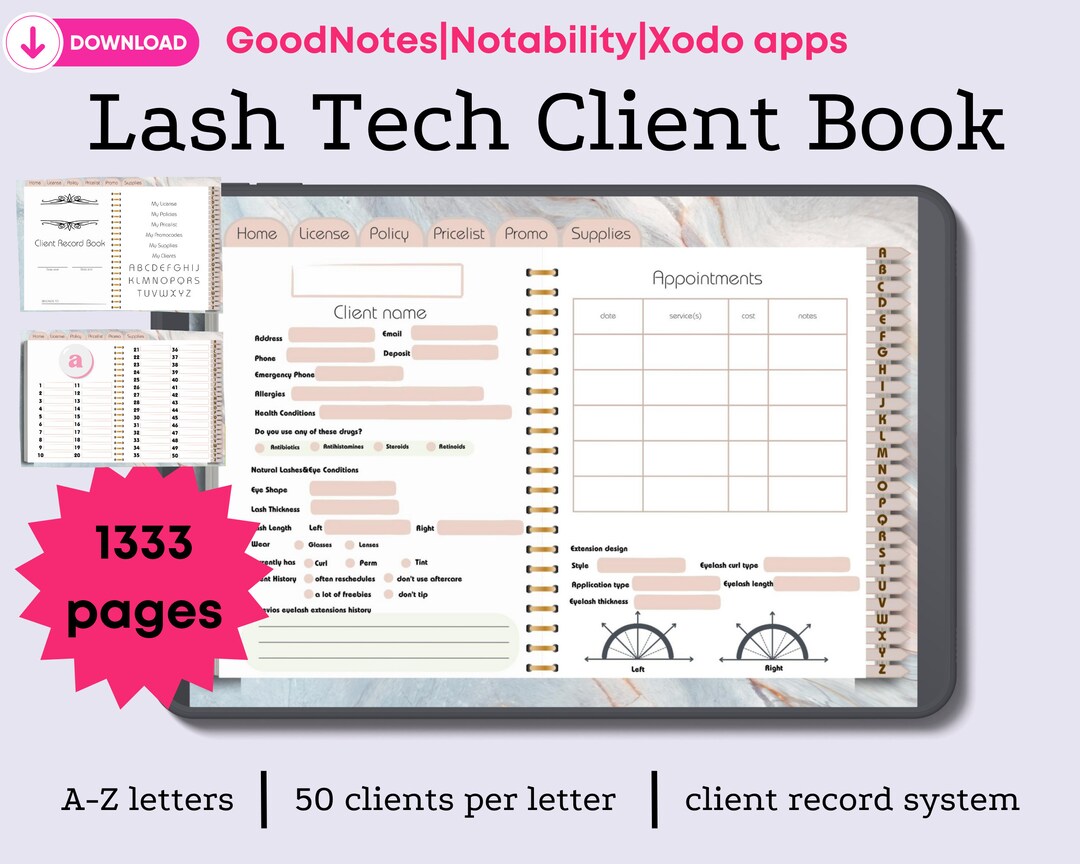 Lash Tech Client Record Book Easy Client Records Book Lash - Etsy