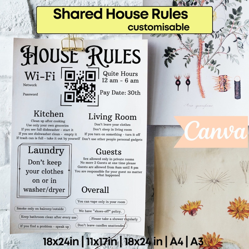 Shared Accommodation Rules Dorm Rules Roommate Rules List Essential Roommate Agreement Shared ...