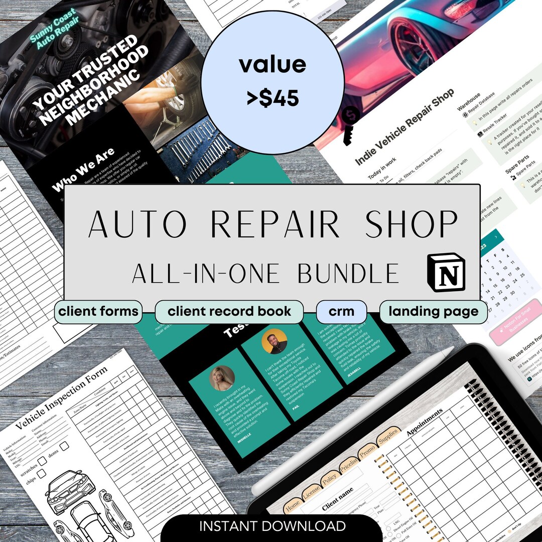 Ultimate Startup Vehicle Repair Shop Bundle Car Repair Business Startup ...