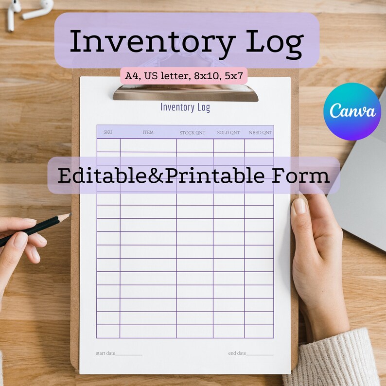 Editable Inventory Management Form Inventory Tracker PDF - Etsy