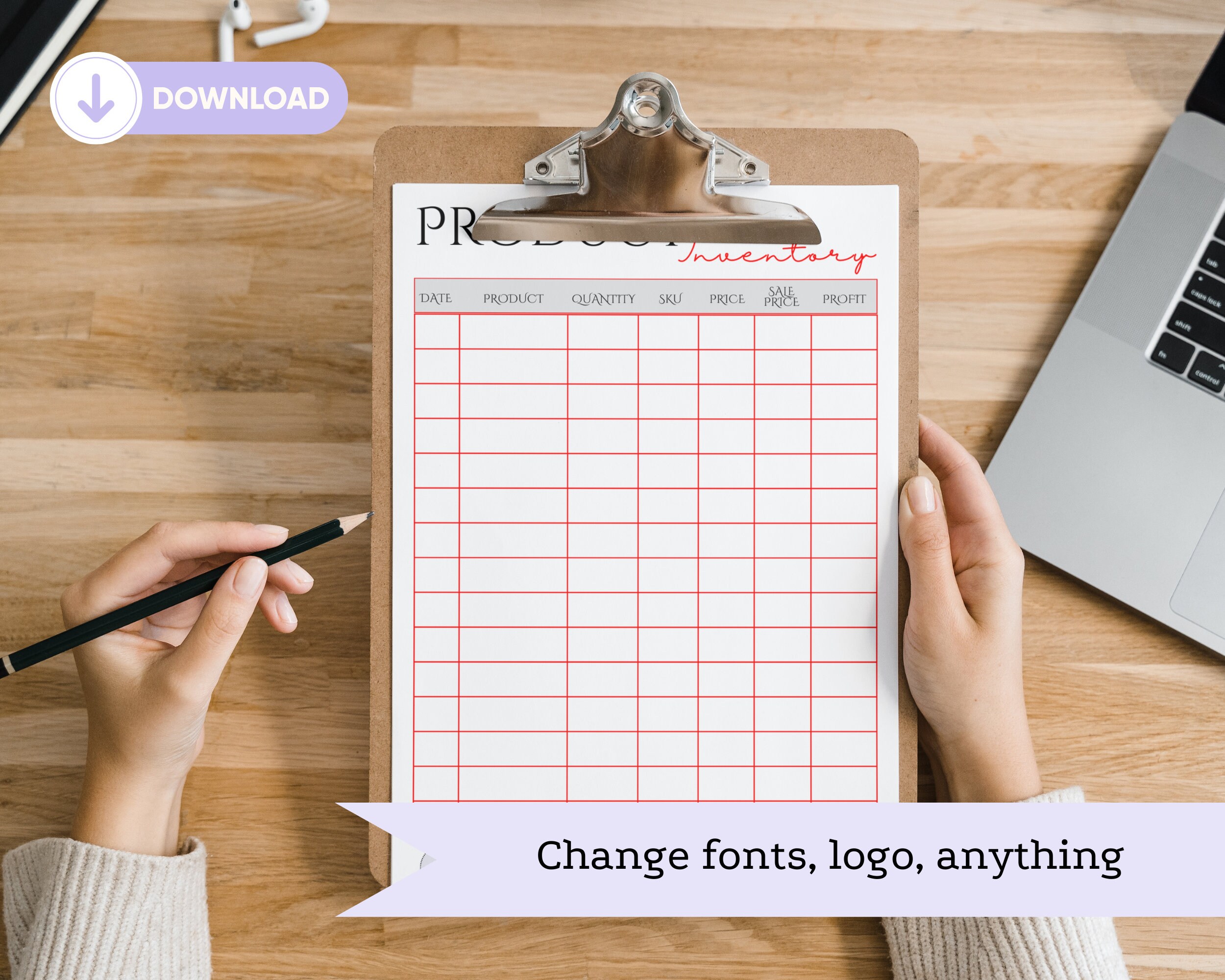 Editable Inventory Management Form Inventory Tracker PDF Product ...