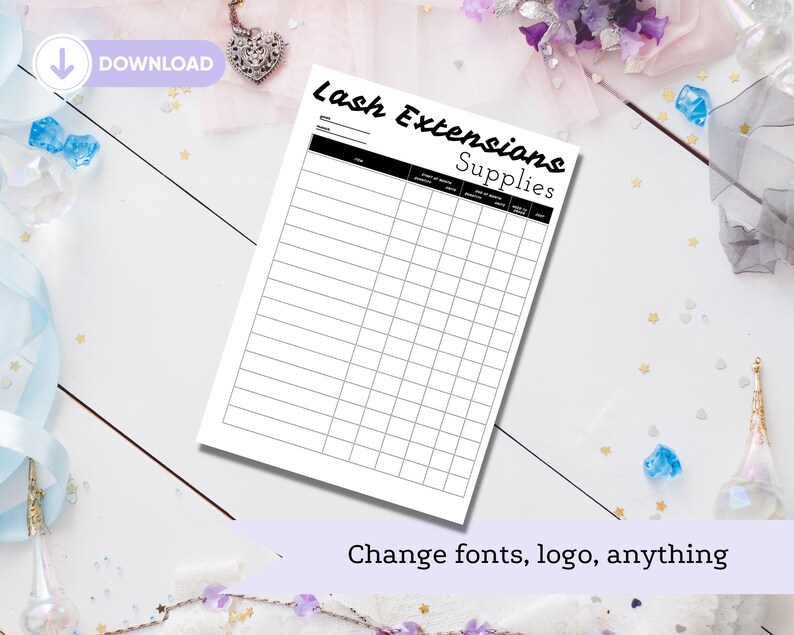 Lash Tech Forms Printable Inventory Tracker Inventory Sheet Lash ...