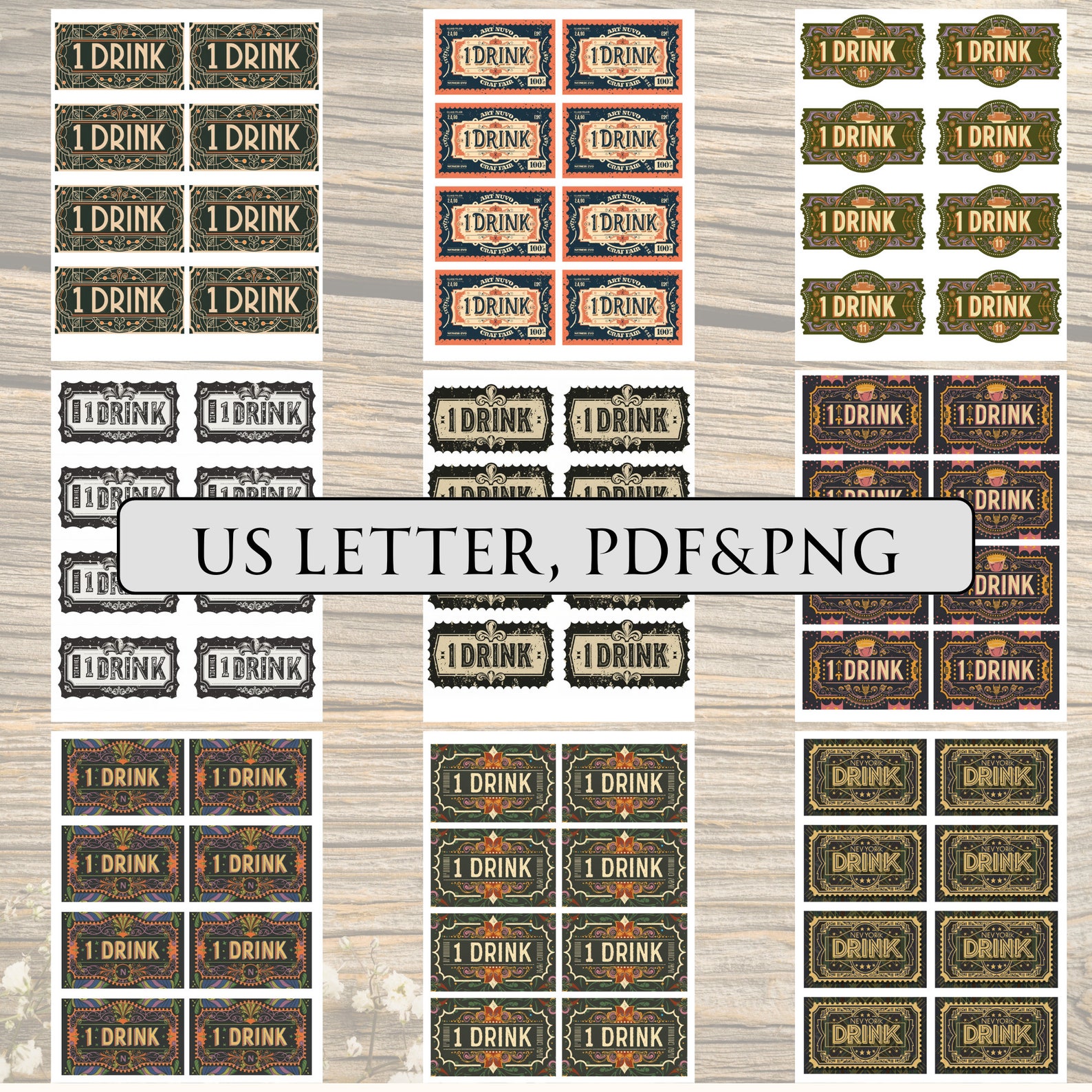 Printable Drink Tokens This Drink on Us Voucher for Event CMYK Drink ...
