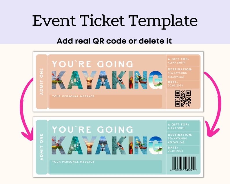 DIY Kayaking Surprise Ticket Happy Birthday Surprise Voucher Extreme ...