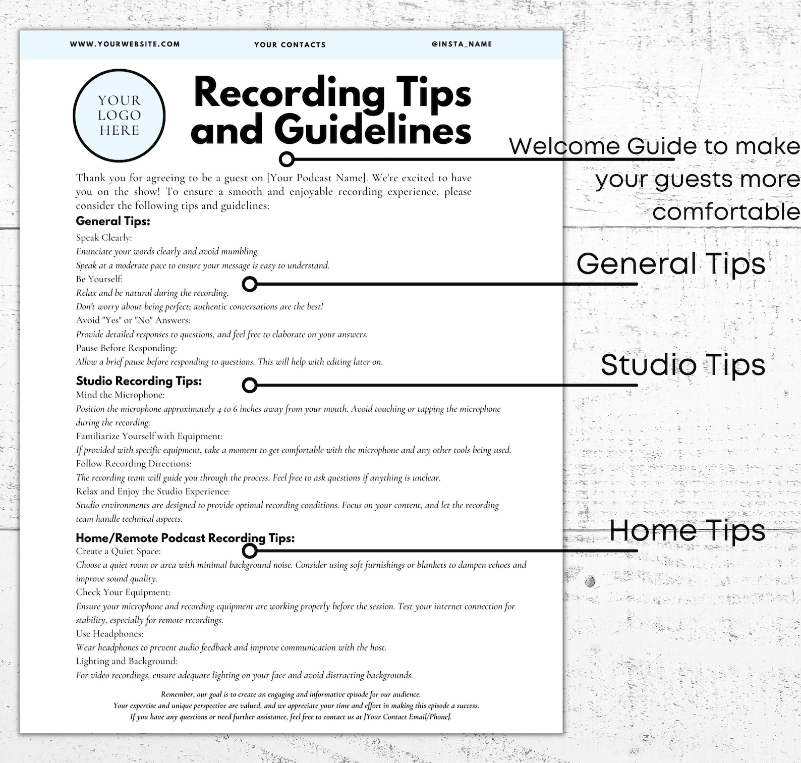 Podcast Agreement Podcast Guest Release Form Podcast Branding Template ...
