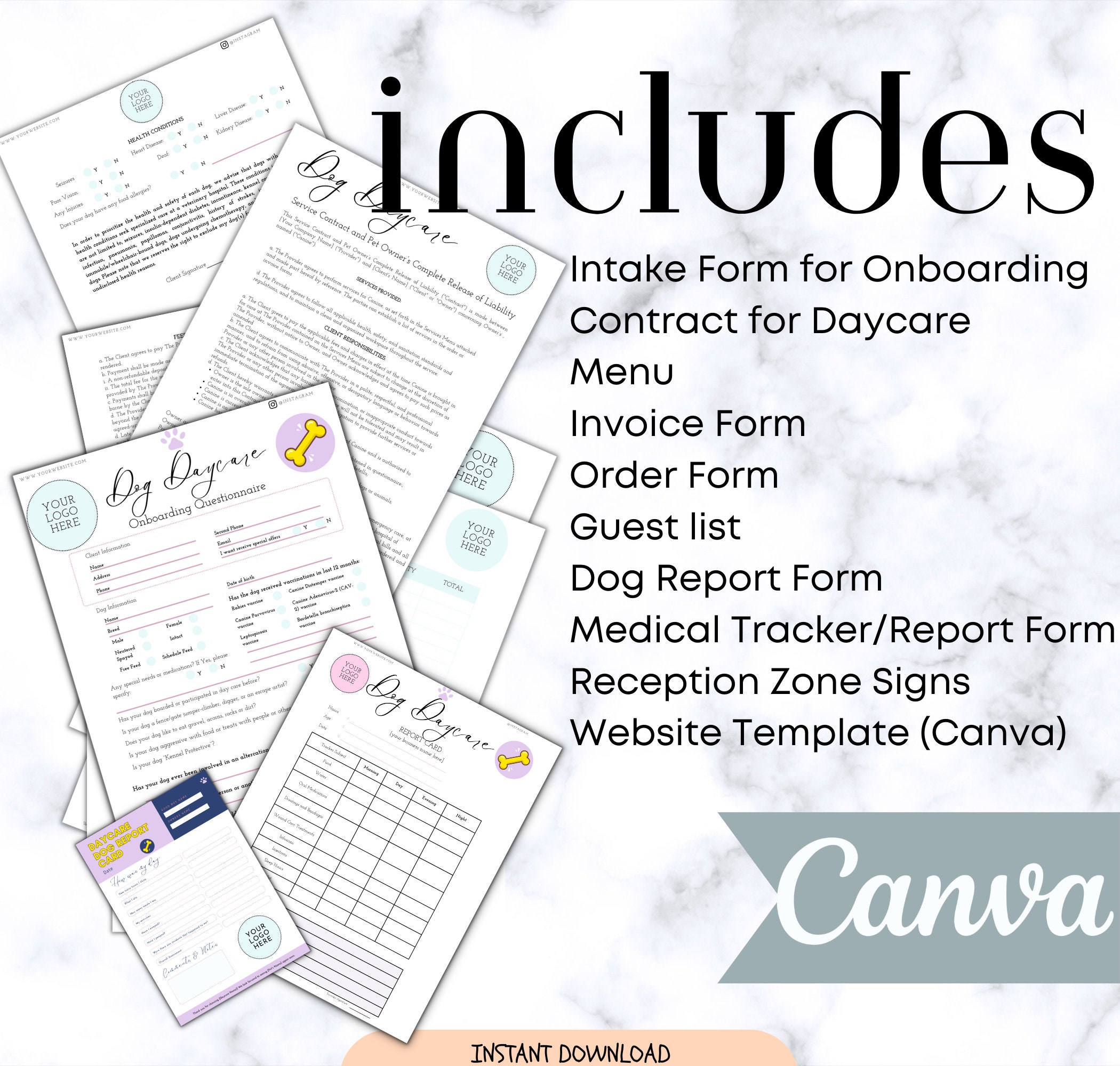 Startup Kit Dog Daycare Business Dog Boarding Registration Forms Pet ...