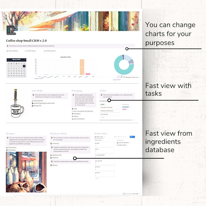 Notion Template Coffeeshop Business Inventory Notion Dashboard Coffee ...