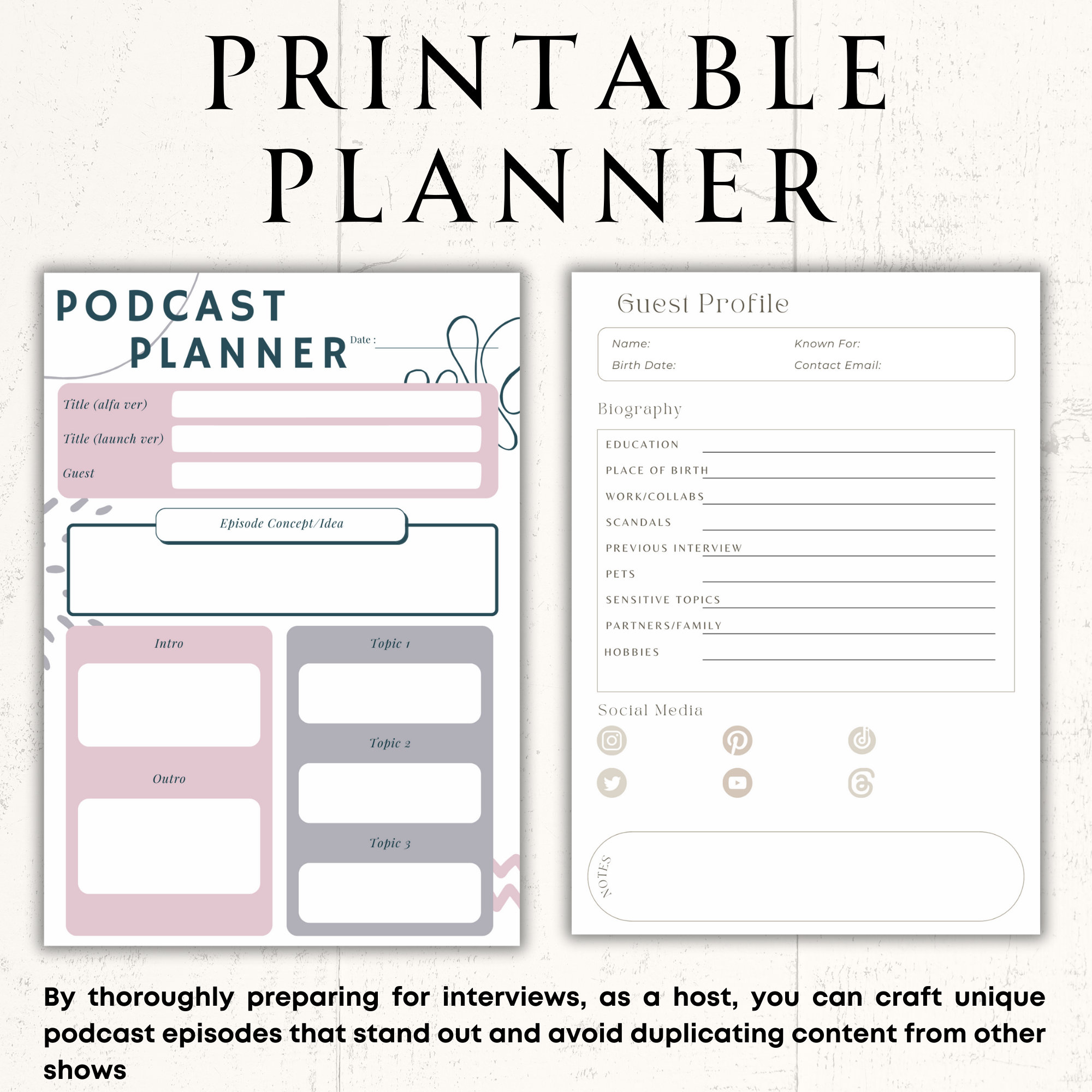 Podcast Starter Kit Podcast Forms Podcast Planner Podcast Guest Release ...