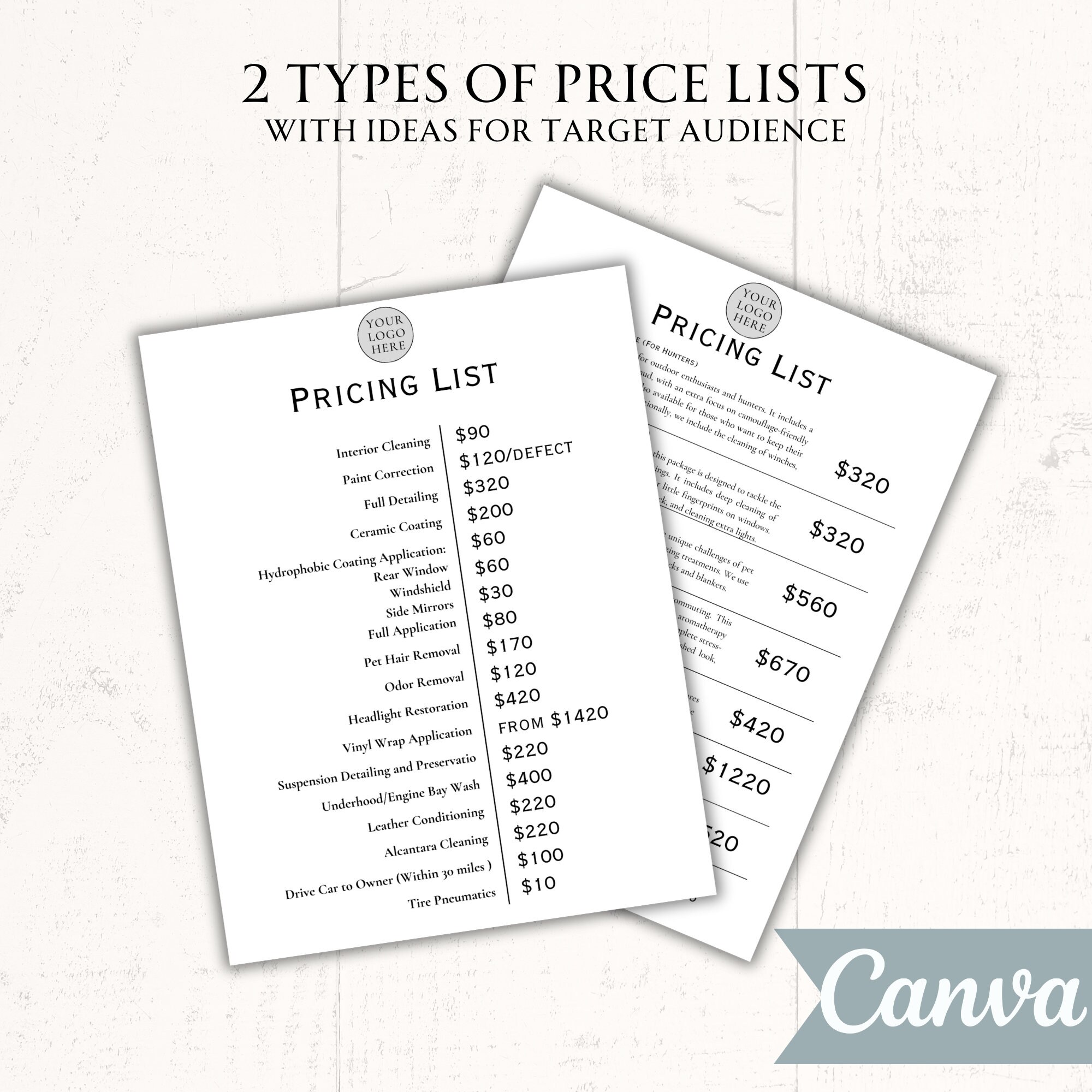 Car Detailing Premium Forms Vehicle Detailing Pricing Form Auto ...