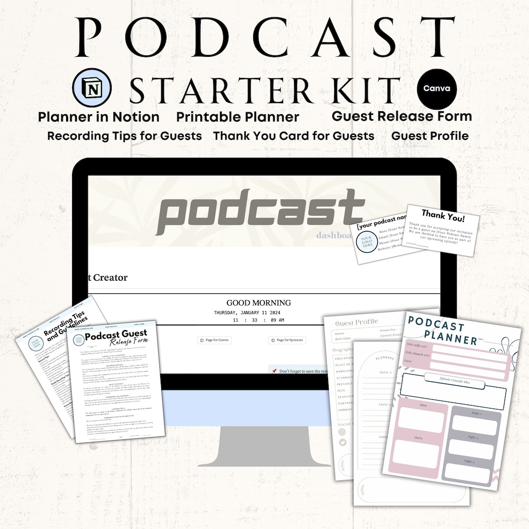 Podcast Starter Kit Podcast Forms Podcast Planner Podcast Guest Release ...