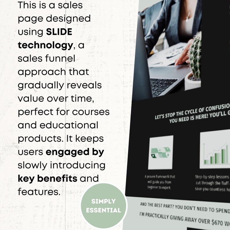 Course Sales Page Template | SLIDE Landing Page (digital Download) - Etsy