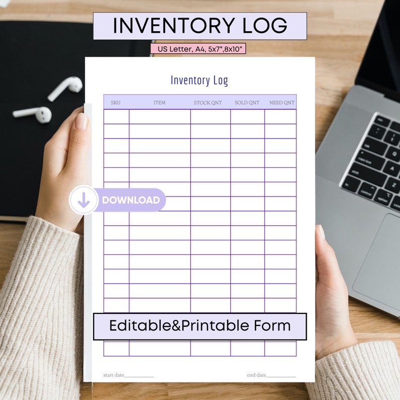Editable Inventory Management Form Inventory Tracker PDF Product ...