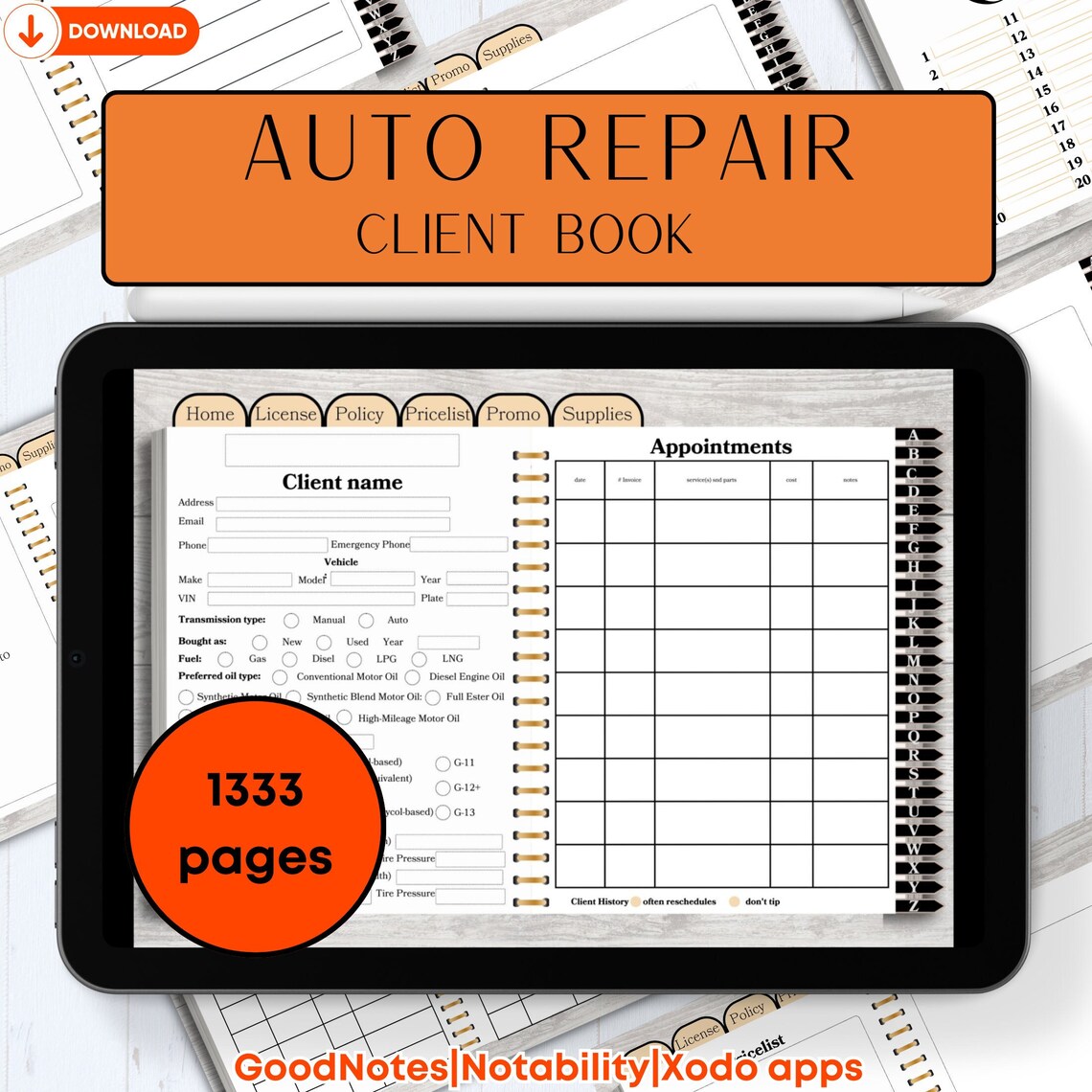 Auto Repair Shop Customer Service Mechanic Appointment Book Vehicle ...