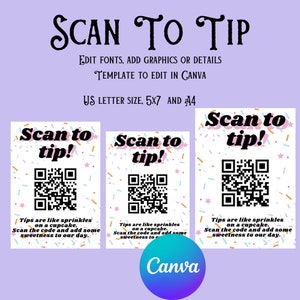 Coffeeshop Tip Sign QR Code Sign Editable Digital Tip Sign Printable ...