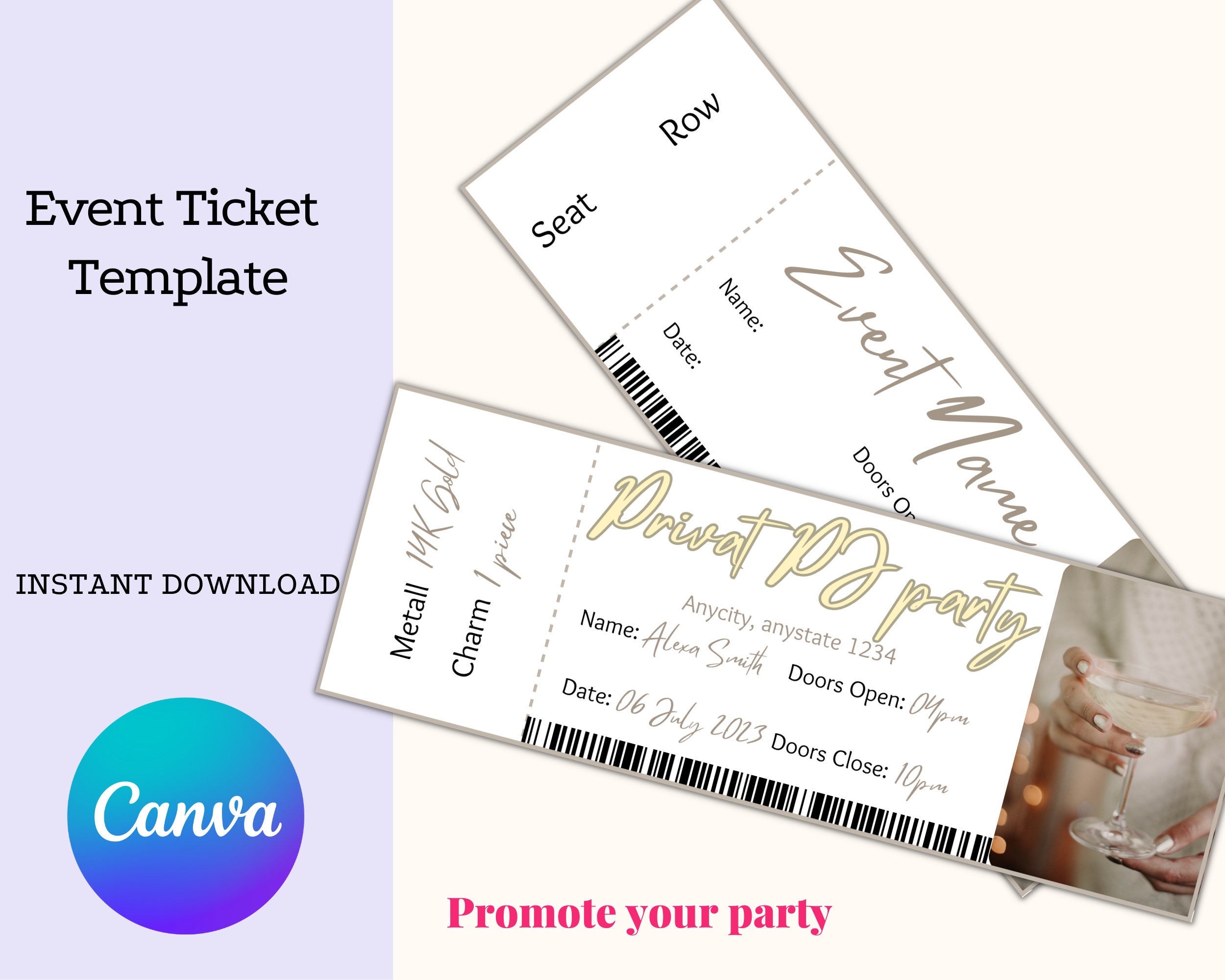 Editable Concert Ticket Template DIY Event Ticket Custom - Etsy Canada
