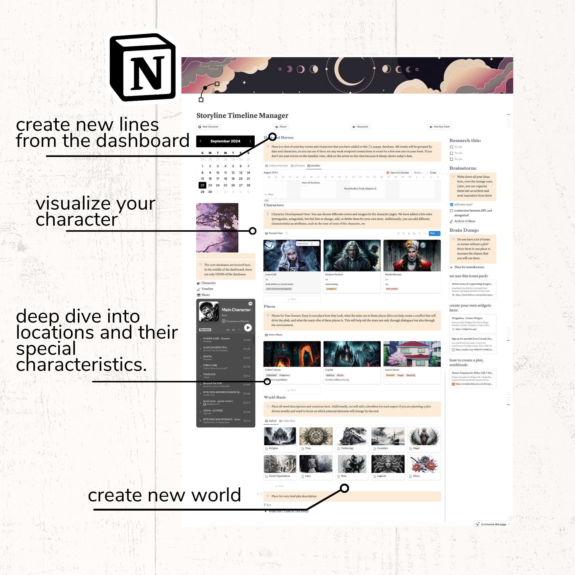 Notion Template for Writer Gift Plot Structure World Creation System ...